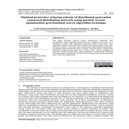 Optimal Protective Relaying Scheme Of Distributed Generation Connected