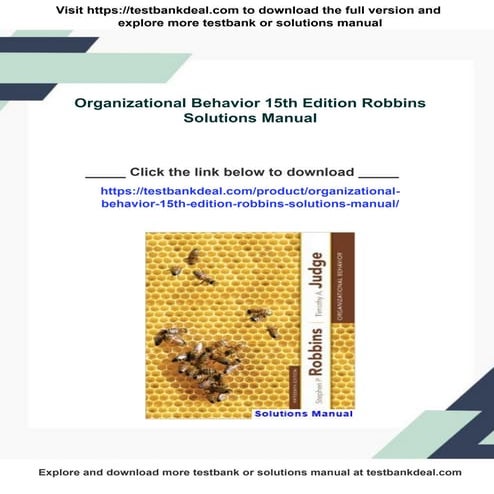 Organizational Behavior 15th Edition Robbins Solutions Manual | PDF