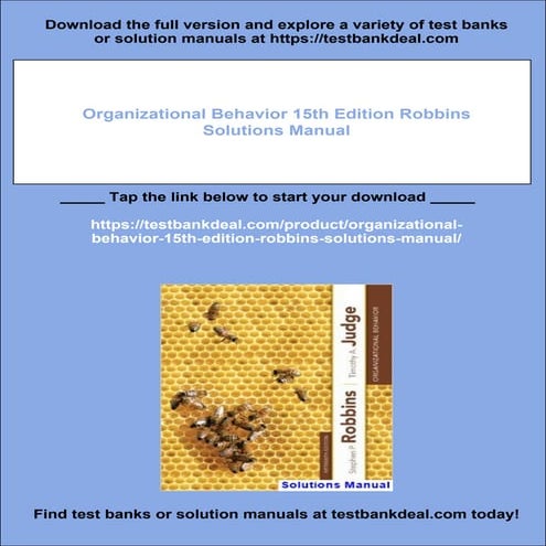 Organizational Behavior 15th Edition Robbins Solutions Manual | PDF