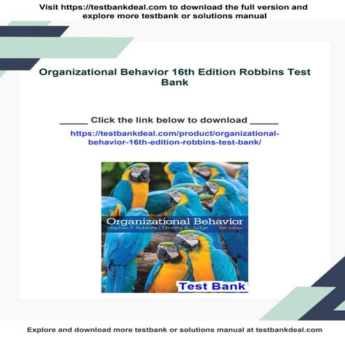Organizational Behavior 16th Edition Robbins Test Bank | PDF