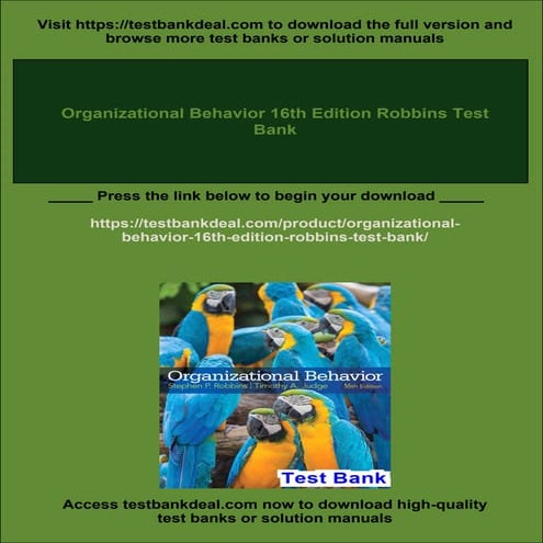 Organizational Behavior 16th Edition Robbins Test Bank | PDF