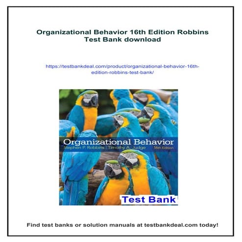 Organizational Behavior 16th Edition Robbins Test Bank | PDF