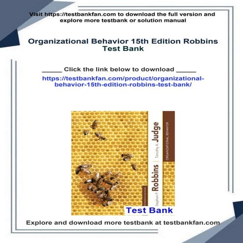 Full Download of Organizational Behavior 15th Edition Robbins Test Bank ...