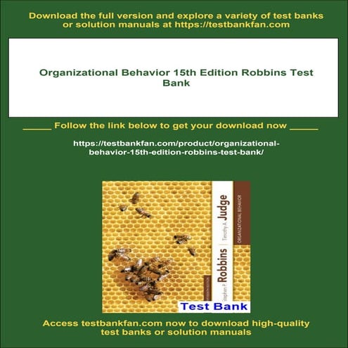 Organizational Behavior 15th Edition Robbins Test Bank | PDF