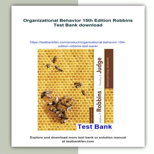 Organizational Behavior 15th Edition Robbins Test Bank | PDF