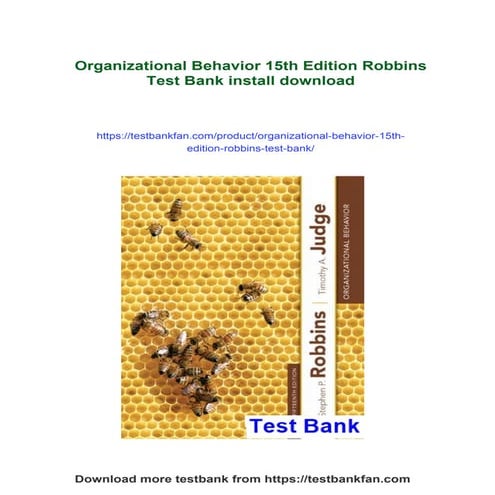 Organizational Behavior 15th Edition Robbins Test Bank | PDF