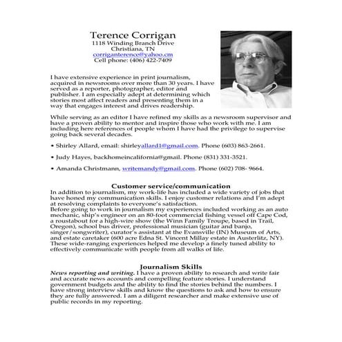 Terence Corrigan resume | PDF | Desktop Publishing | Computer Software ...