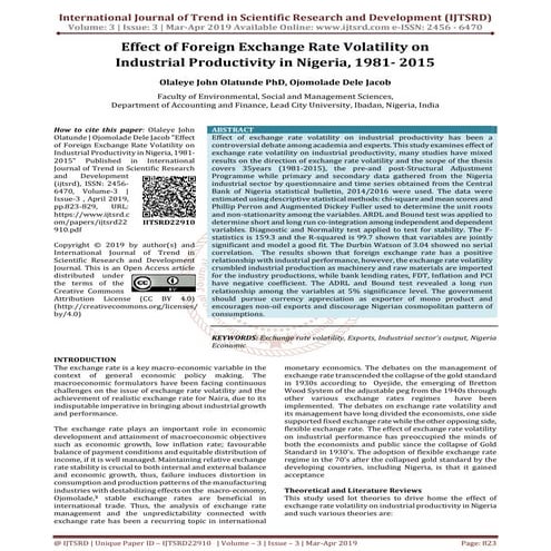 Effect of Foreign Exchange Rate Volatility on Industrial Productivity ...