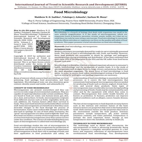 Food Microbiology | PDF