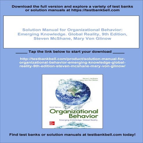 Solution Manual for Organizational Behavior: Emerging Knowledge. Global Reality, 9th Edition ...