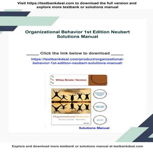 Organizational Behavior 1st Edition Neubert Solutions Manual | PDF