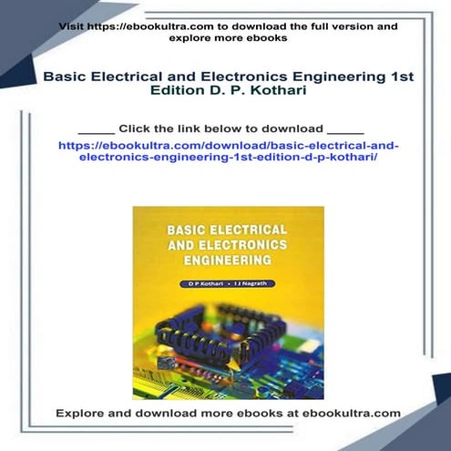 Basic Electrical and Electronics Engineering 1st Edition D. P. Kothari ...