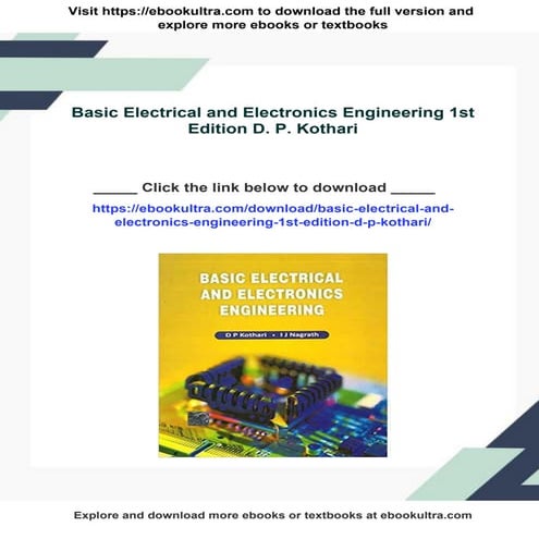 Basic Electrical and Electronics Engineering 1st Edition D. P. Kothari ...