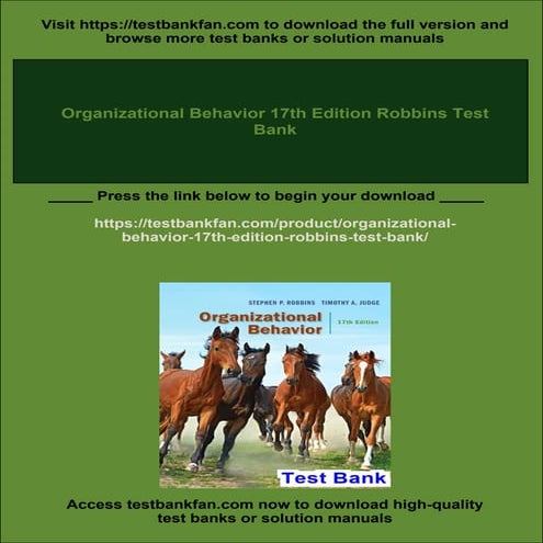 Organizational Behavior 17th Edition Robbins Test Bank | PDF