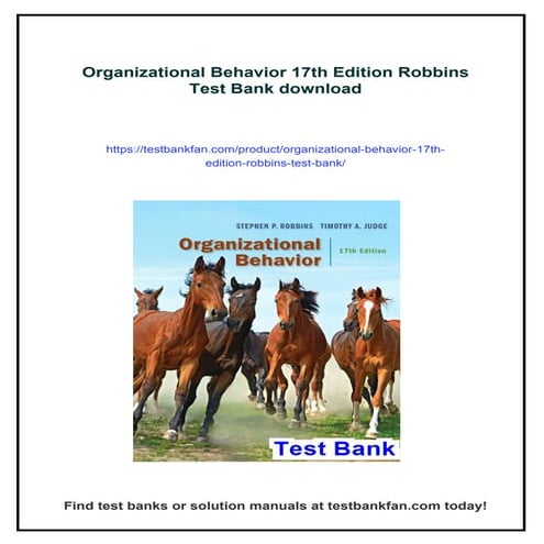 Organizational Behavior 17th Edition Robbins Test Bank | PDF