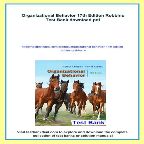 Organizational Behavior 17th Edition Robbins Test Bank | PDF