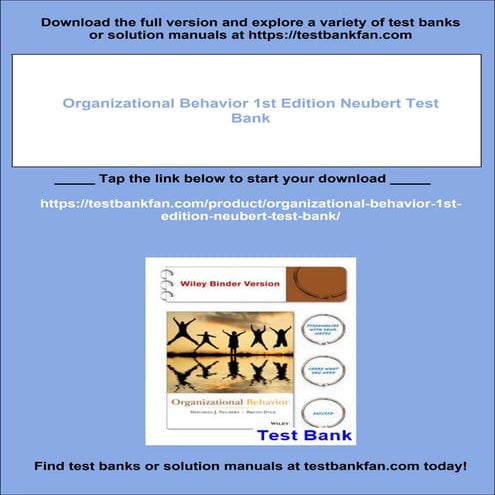 Organizational Behavior 1st Edition Neubert Test Bank | PDF