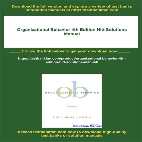 Organizational Behavior 4th Edition Hitt Solutions Manual Pdf 9130