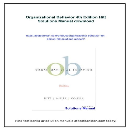 Organizational Behavior 4th Edition Hitt Solutions Manual Pdf 9901