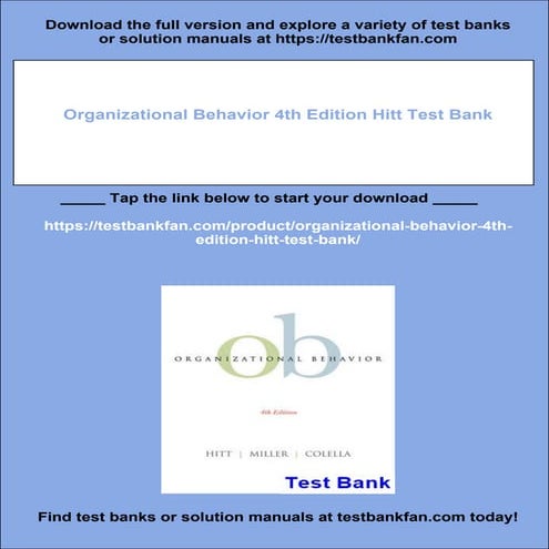 Organizational Behavior 4th Edition Hitt Test Bank | PDF