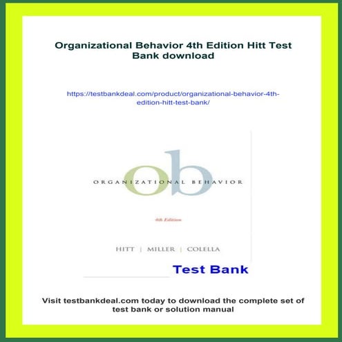 Organizational Behavior 4th Edition Hitt Test Bank | PDF