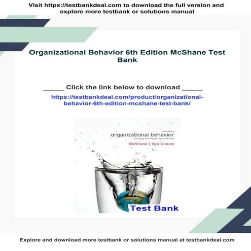 Organizational Behavior 6th Edition McShane Test Bank | PDF