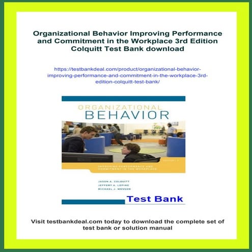 Organizational Behavior Improving Performance and Commitment in the ...