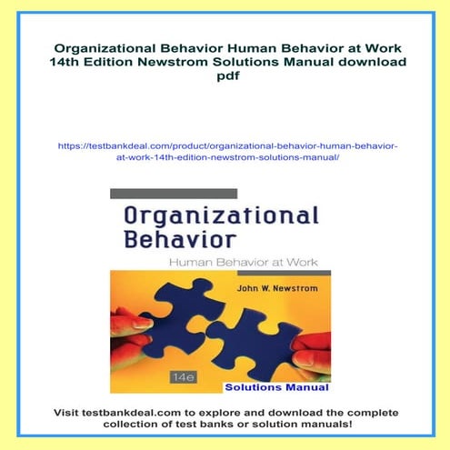 Organizational Behavior Human Behavior at Work 14th Edition Newstrom ...