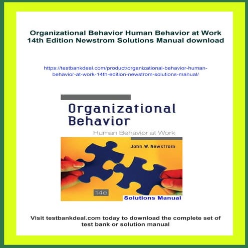 Organizational Behavior Human Behavior at Work 14th Edition Newstrom ...