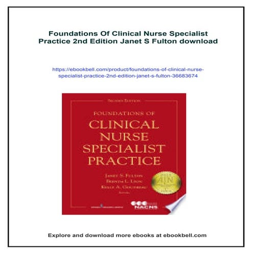 Foundations Of Clinical Nurse Specialist Practice 2nd Edition Janet S Fulton | PDF