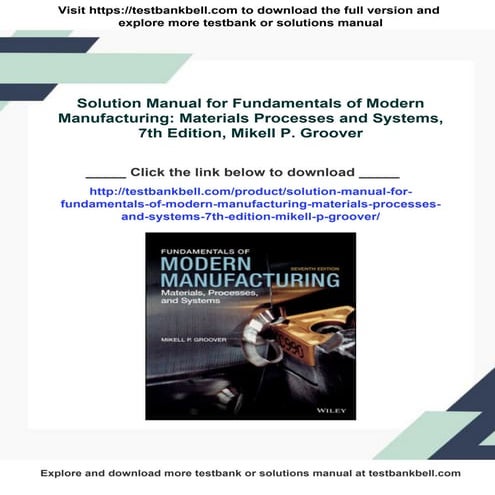 Solution Manual for Fundamentals of Modern Manufacturing: Materials ...