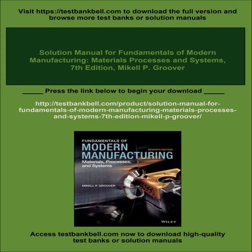 Solution Manual for Fundamentals of Modern Manufacturing: Materials ...