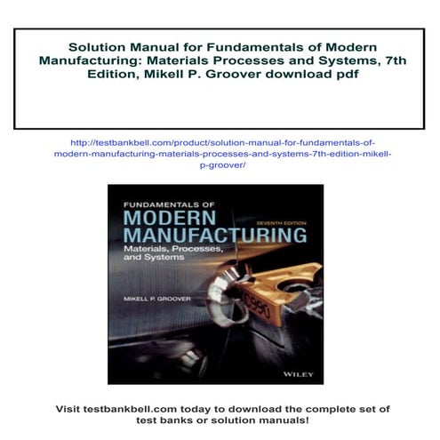 Solution Manual for Fundamentals of Modern Manufacturing: Materials ...