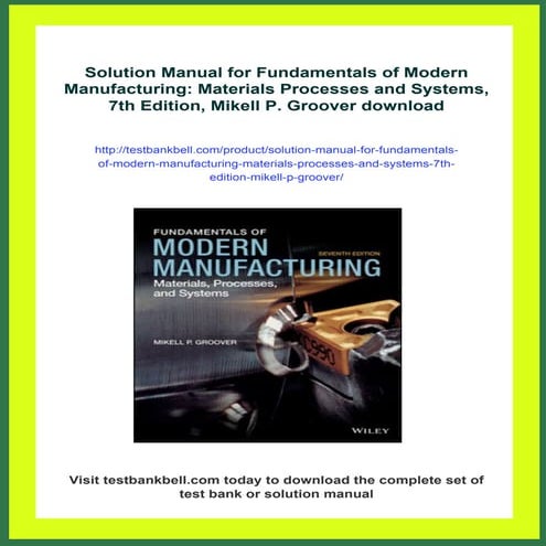 Solution Manual for Fundamentals of Modern Manufacturing: Materials ...