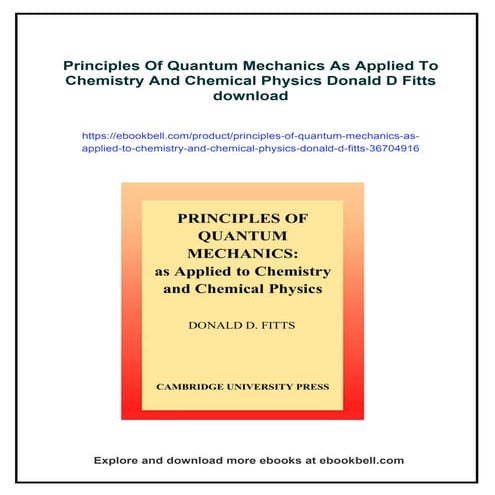 Principles Of Quantum Mechanics As Applied To Chemistry And Chemical ...