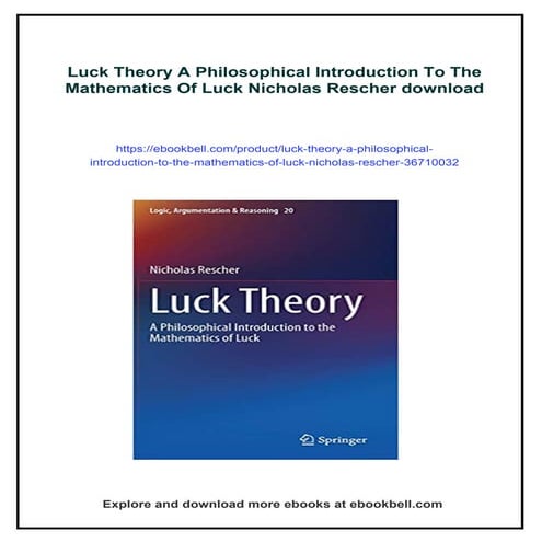 Luck Theory A Philosophical Introduction To The Mathematics Of Luck Nicholas Rescher | PDF