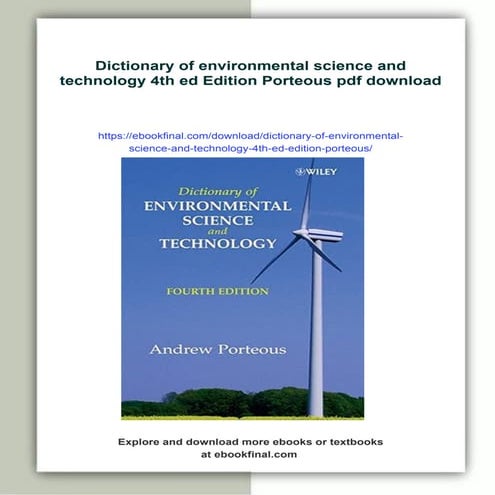 Dictionary of environmental science and technology 4th ed Edition Porteous | PDF