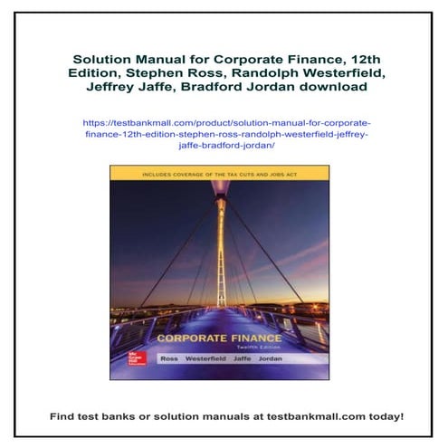 Solution Manual for Corporate Finance, 12th Edition, Stephen Ross, Randolph Westerfield, Jeffrey ...