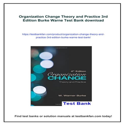 Organization Change Theory and Practice 3rd Edition Burke Warne Test ...