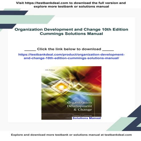 Organization Development and Change 10th Edition Cummings Solutions ...