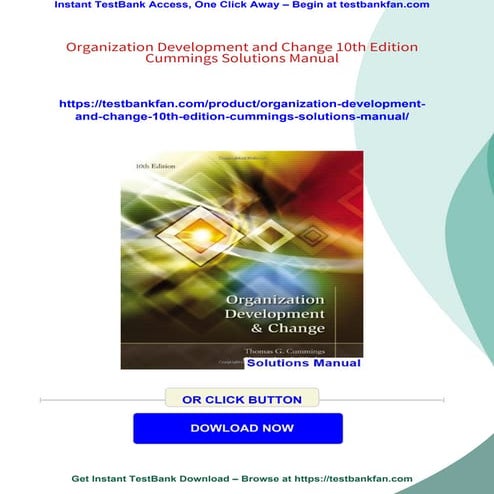 Organization Development and Change 10th Edition Cummings Solutions Manual | PDF
