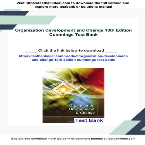 Organization Development and Change 10th Edition Cummings Test Bank | PDF