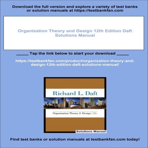 Organization Theory and Design 12th Edition Daft Solutions Manual | PDF