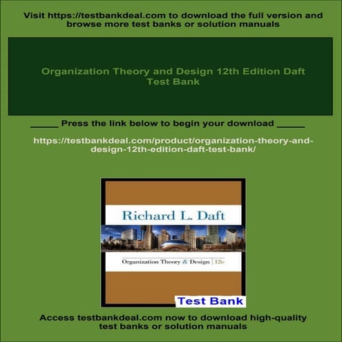 Organization Theory and Design 12th Edition Daft Test Bank | PDF