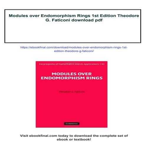 Modules over Endomorphism Rings 1st Edition Theodore G. Faticoni | PDF