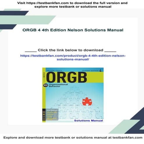 Download the entire ORGB 4 4th Edition Nelson Solutions Manual book (PDF) now | PDF