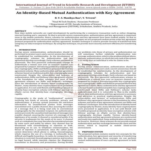 An Identity-Based Mutual Authentication with Key Agreement | PDF