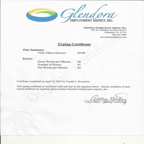 Typing Certificate | PDF
