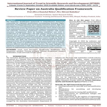 Review Paper On Australia Qualification Framework Pdf