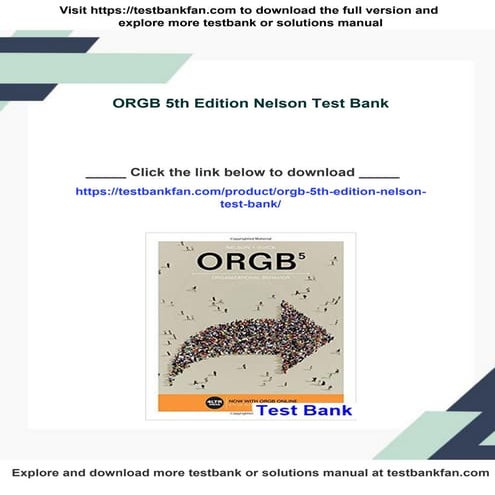 Download Study Resources for ORGB 5th Edition Nelson Test Bank | PDF